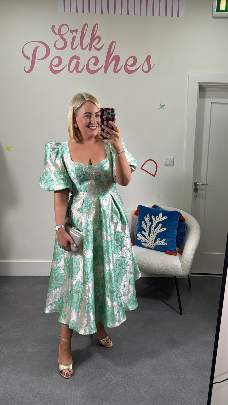 Audrey Metallic Mint Puff Sleeve – Silk Peaches